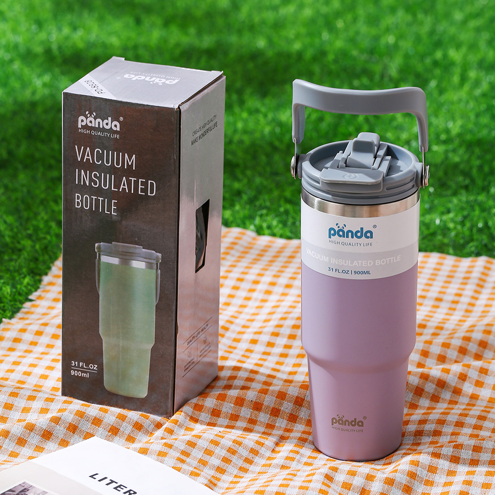 พร้อมส่ง แก้วเก็บความเย็น แบบใหม่มีที่จับ หูหิ้ว แก้วสแตนเลส304 900ml | Shopee Thailand