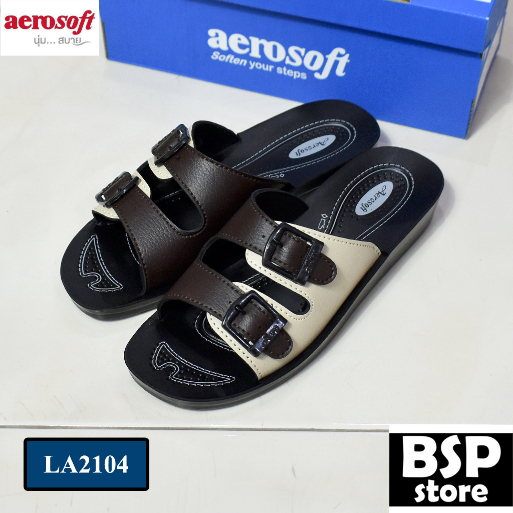 Aerosoft รุ่น LA2104 สีน้ำตาล/ครีม รองเท้าสุขภาพ ทรงผู้หญิง Aerosoft soften your steps | Shopee ...