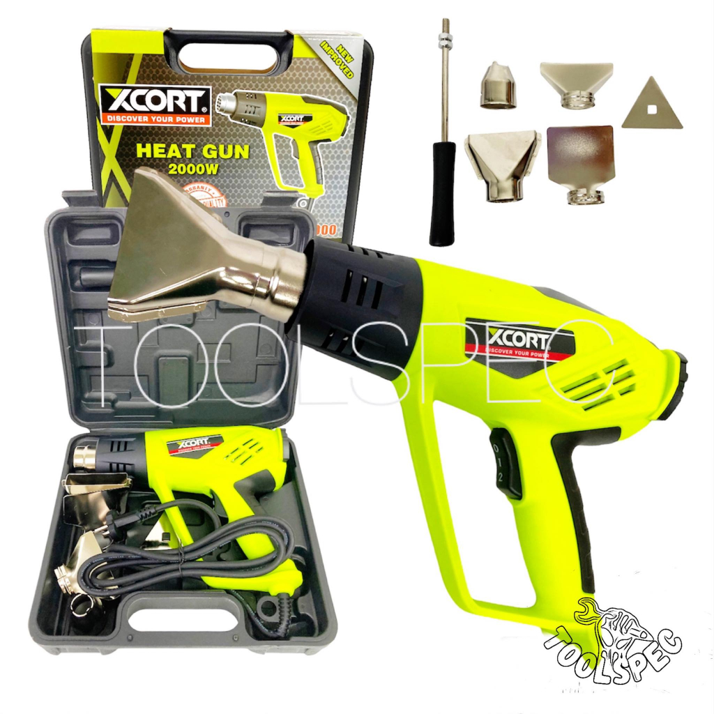 XCORT เครื่องเป่าลมร้อนไฟฟ้า 2000 วัตต์ ปรับความร้อนได้ 2 ระดับ 350-550 องศา พร้อมหัวเป่าลมร้อน ...