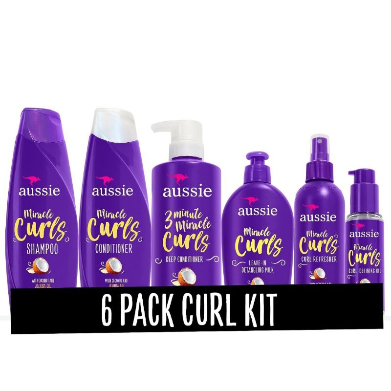 Aussie Miracle Curls with Coconut & Jojoba Oil - Shampoo, Conditioner ...