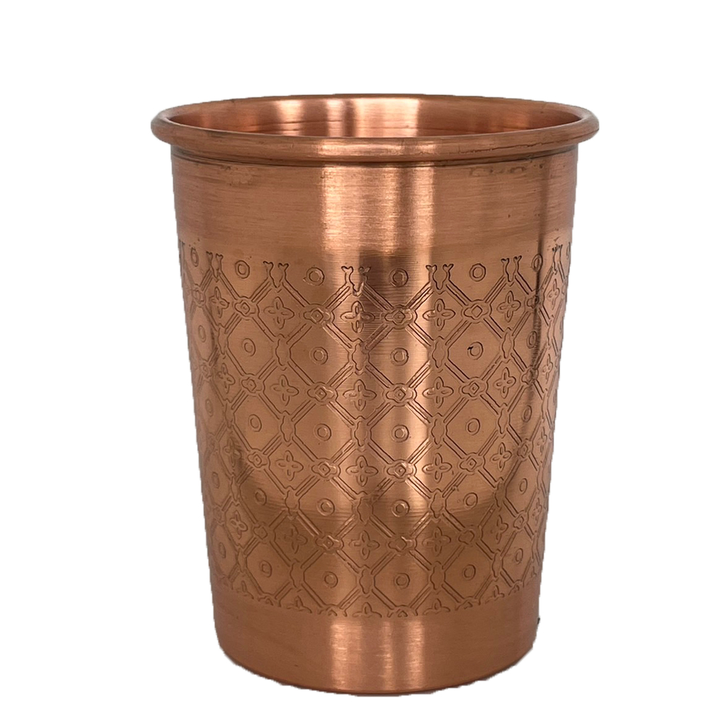 FORREST & LOVE | PREMIUM MOSAIC COPPER WATER GLASS | แก้วน้ำทองแดง ลายแกะสลักโมเสก 300 ML ...