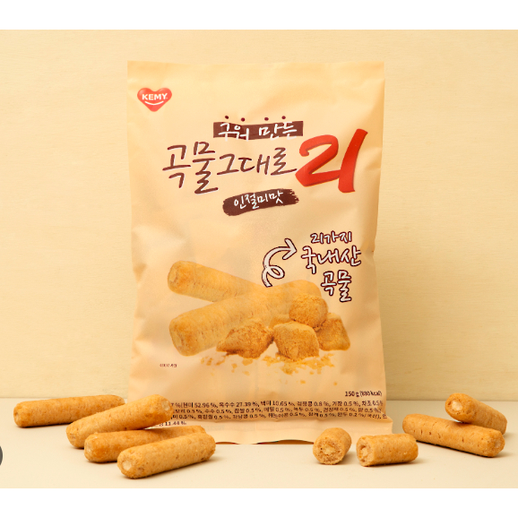 ขนมเกาหลี ขนมม้วนแท่งอบกรอบ (รส อินจอลมี)Gaemi Food Baked Grain 21 곡물 ...