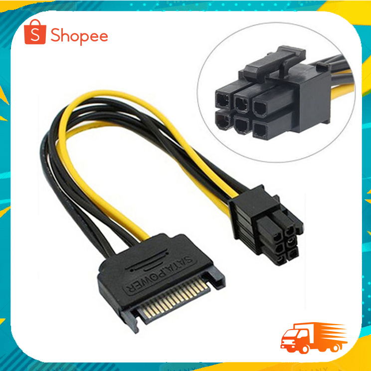 Sata Power Cable Sata15 Pin to 6 Pin PCI Express Graphics Video Card ...