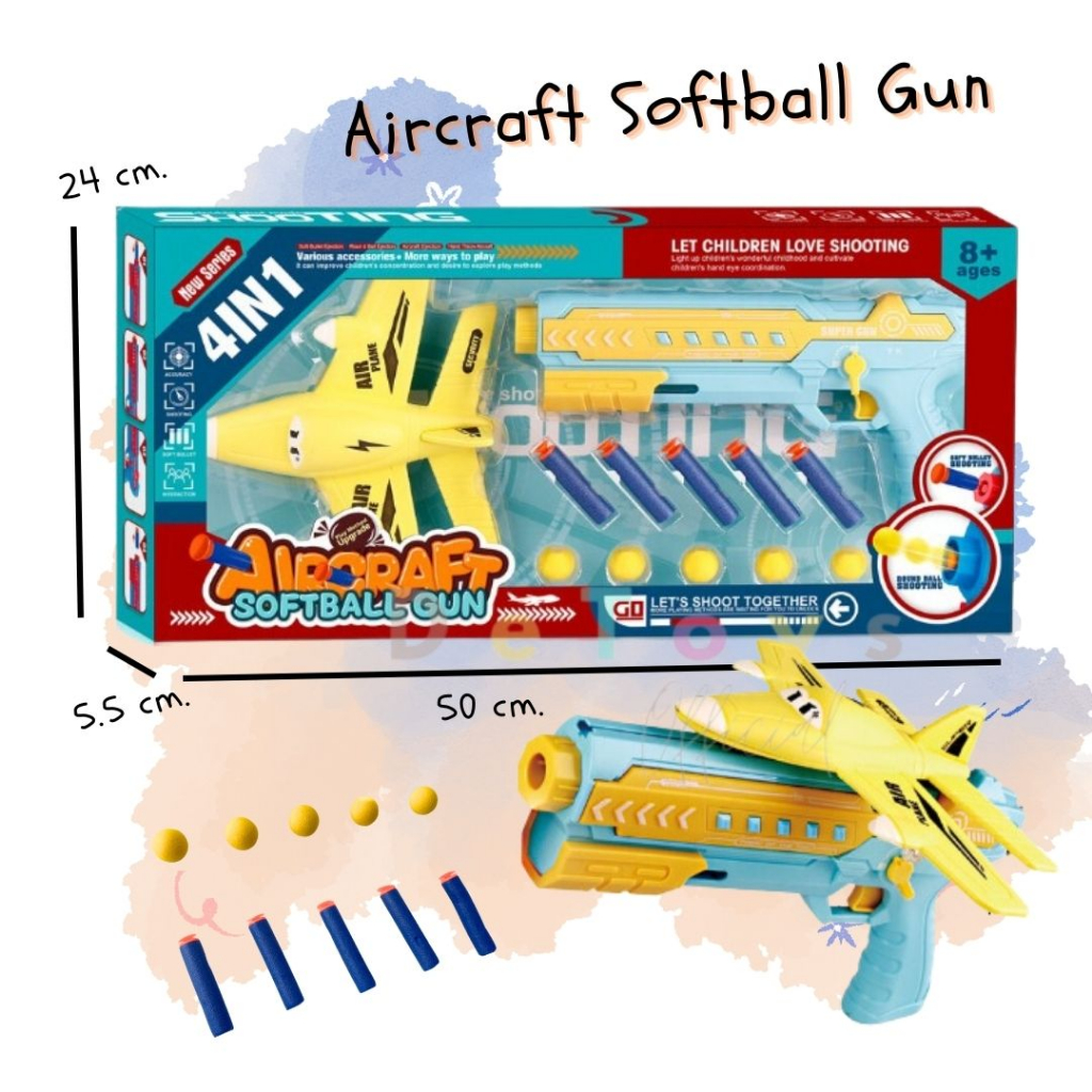 ปืนซอฟต์บอลเครื่องบิน 4in1 Aircraft Softball Gun ปืนของเล่น สุดเท่ ...