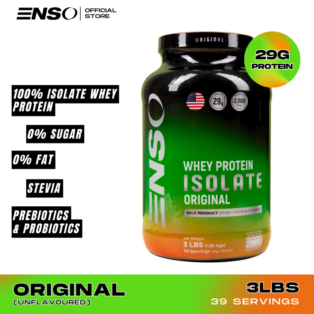 ENSO Isolate Whey Protein Original (3lbs) ไอโซเลท เวย์ โปรตีน 100% รสออริจินัลใช้หญ้าหวาน ไม่มี ...