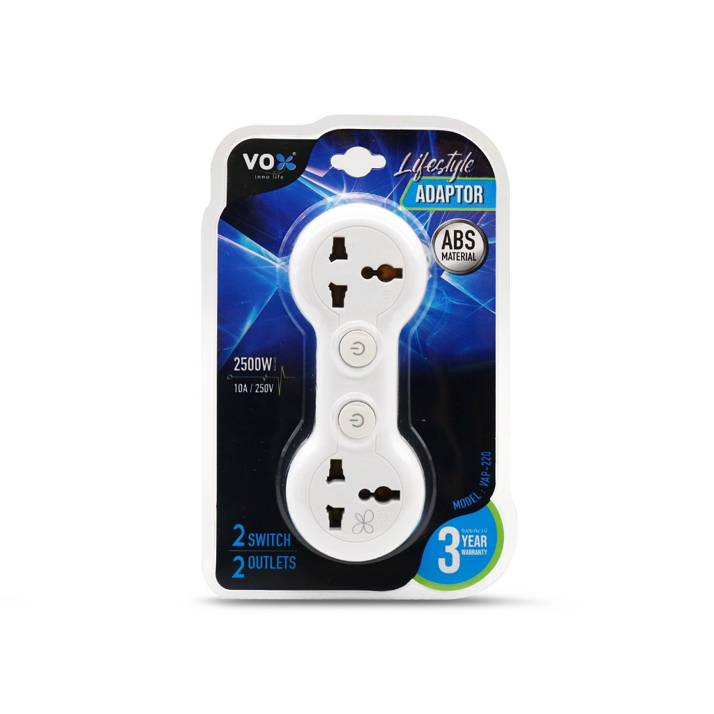 ปลั๊กแปลงขา Universal Adapter ยี่ห้อ Vox รุ่น VAPรองรับไฟ 2500 วัตต์ ...