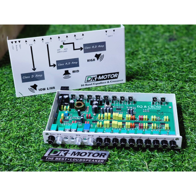 ปรี10แบรน ตัวTOP DK-MOTOR ตัวแข่ง ปรี10แบน มีคลอส3ทางแยกในตัว เบส-กลาง-แหลม ตัดความถี่ แยกได้อิส ...