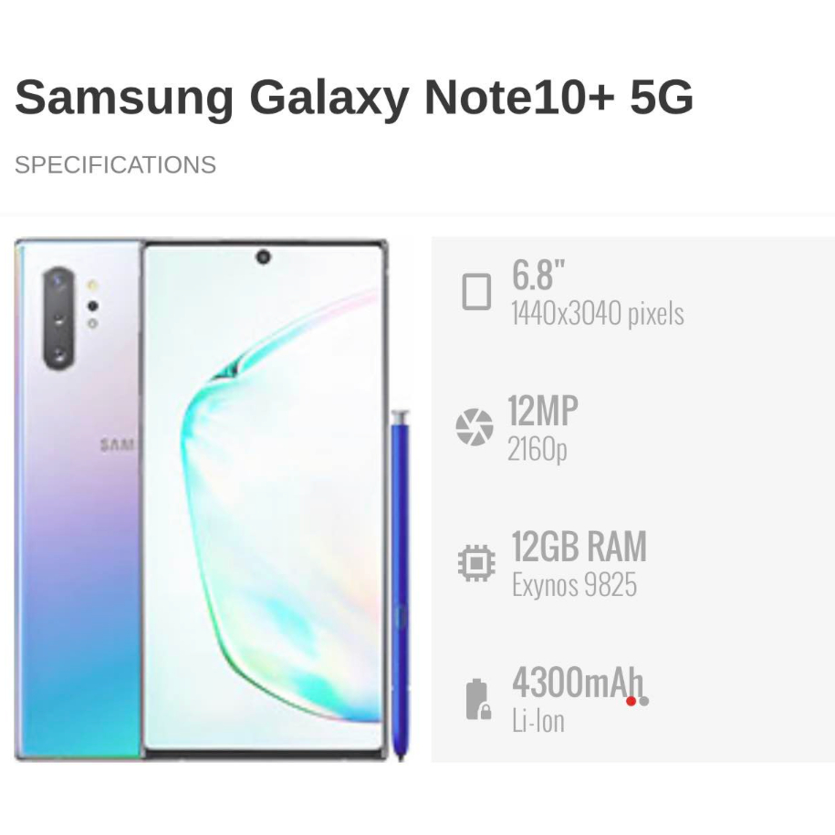 Samsung Galaxy Note 10+ ram 12/256gb 12/512gb 6.8 inches | Shopee Thailand