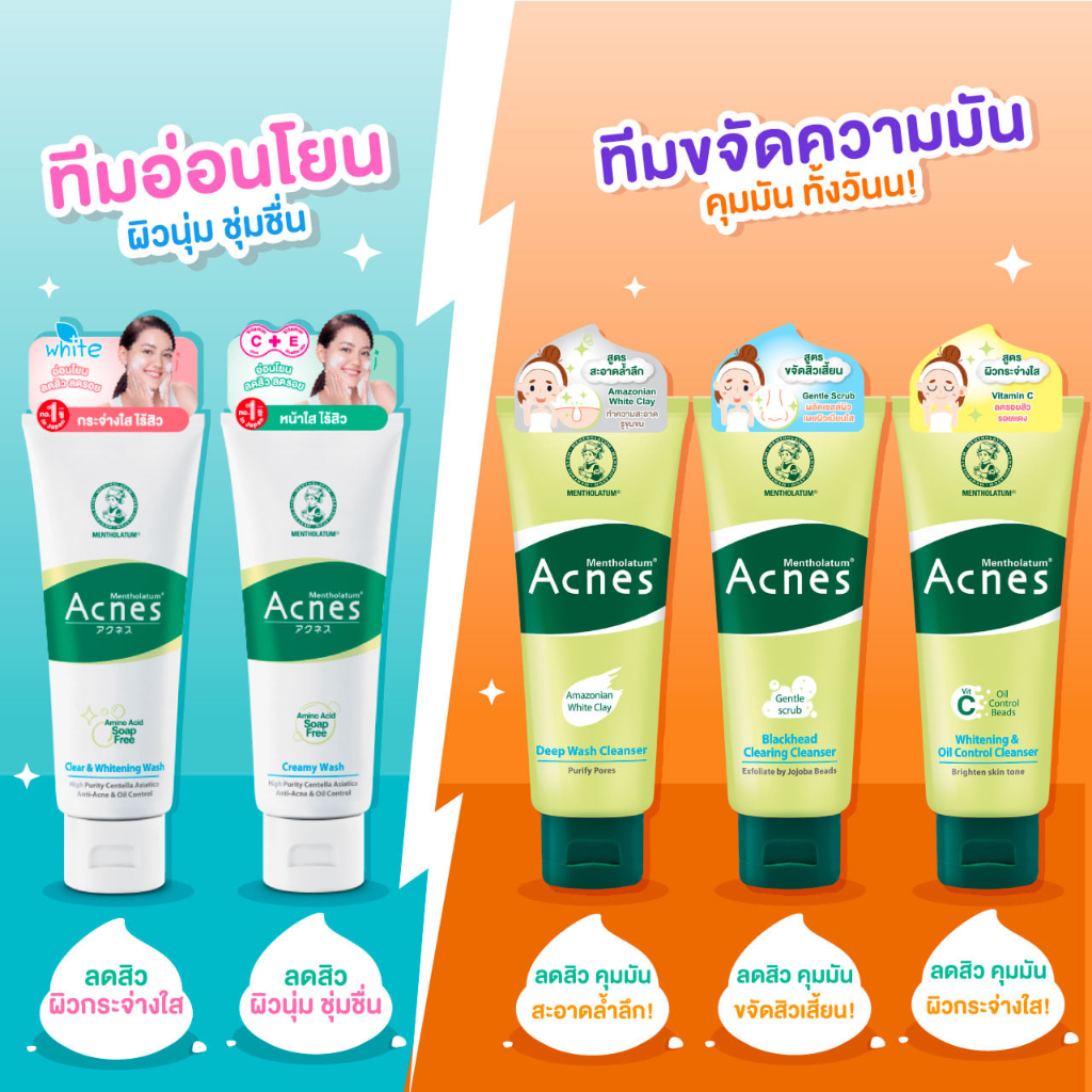 Mentholatum Acnes Wash Cleanser 50g / 100g | Shopee Thailand