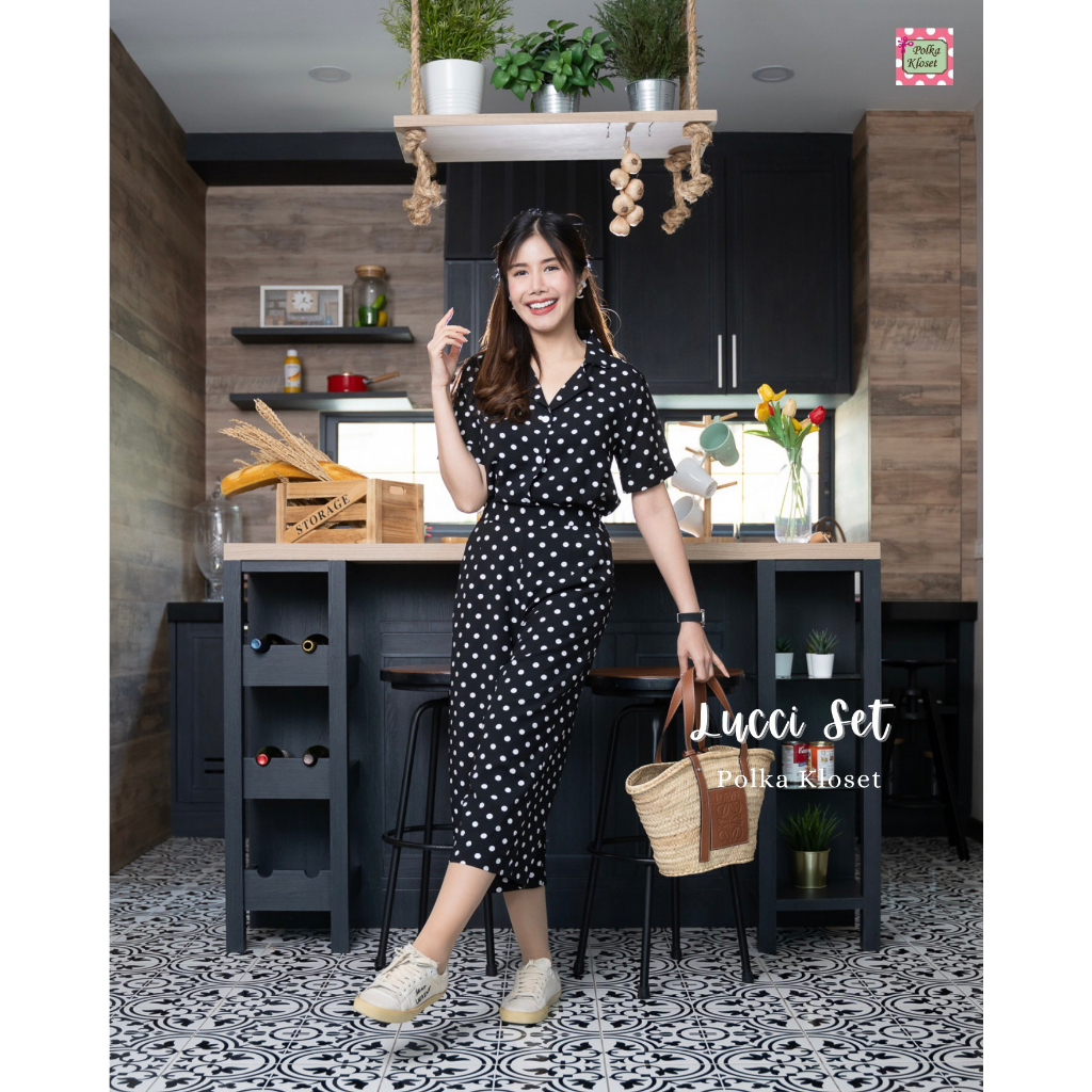 Lucci Setชุดเซต (เสื้อ+กางเกง) เชิ้ตเปิดกระดุม ผ้าเนื้อนิ่มสุดๆตีเกล็ด ...