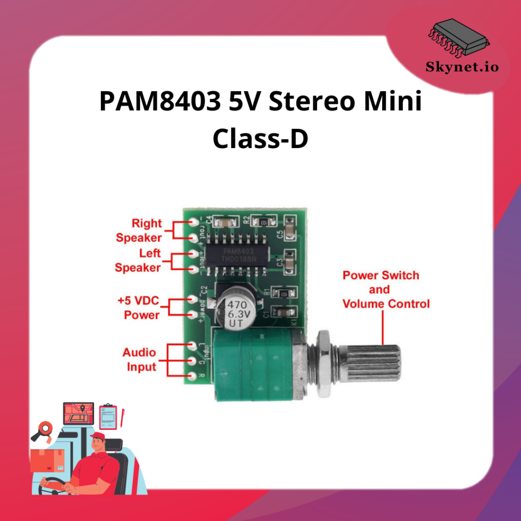 PAM8403 5V Stereo Mini Class-D 3W+3W Audio Amplifier with Volume ...