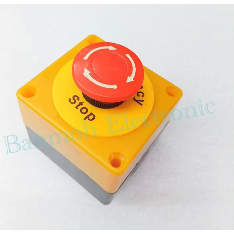 (แบบทั้งชุด และ แบบแยกชิ้น) Emergency Switch กล่องพลาสติก คอ22มิล ...