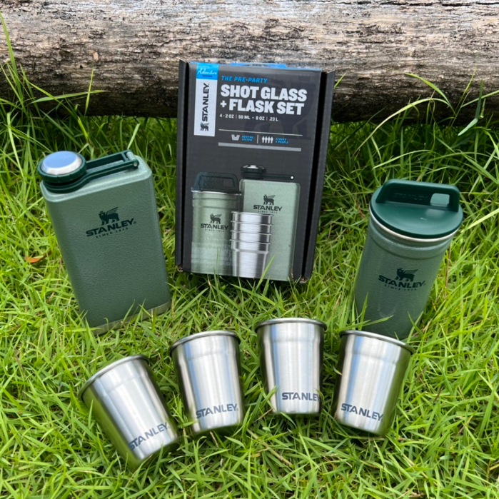 STANLEY ADVENTURE STEEL SHOTS + FLASK GIFT SET HAMMERTONE GREEN ...