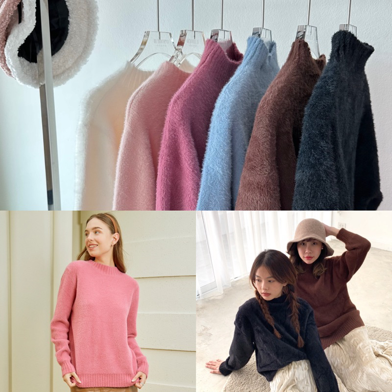 ใหม่⚡️#พร้อมส่ง puffy mink sweater เสื้อสเวตเตอร์ขนมิ้ง นุ่มมากกก ...