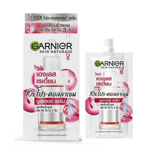 (6 ซอง) Garnier Ageless Radiance 10X Pro Collagen Booster Serum การ์นิ ...
