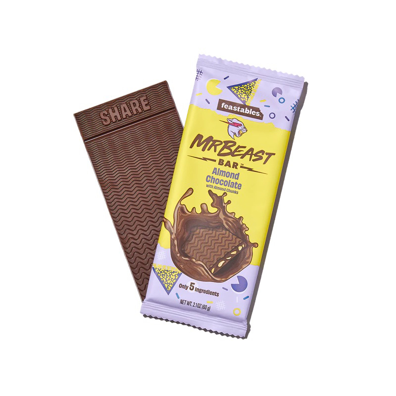 Feastables MrBeast Chocolate Bar - 2.1 oz/60 g แพ็คด้วยอุปกรณ์ป้องกันความเย็นและแพ็คน้ำแข็ง ...