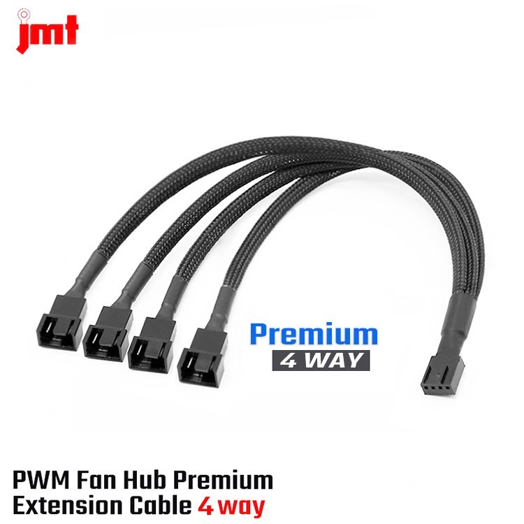 PWM Fan Hub Extension Cable PWM 4Pin one point to 3-4way Black (สายเเปลง PWM to 4 pin 3way สีดำ ...