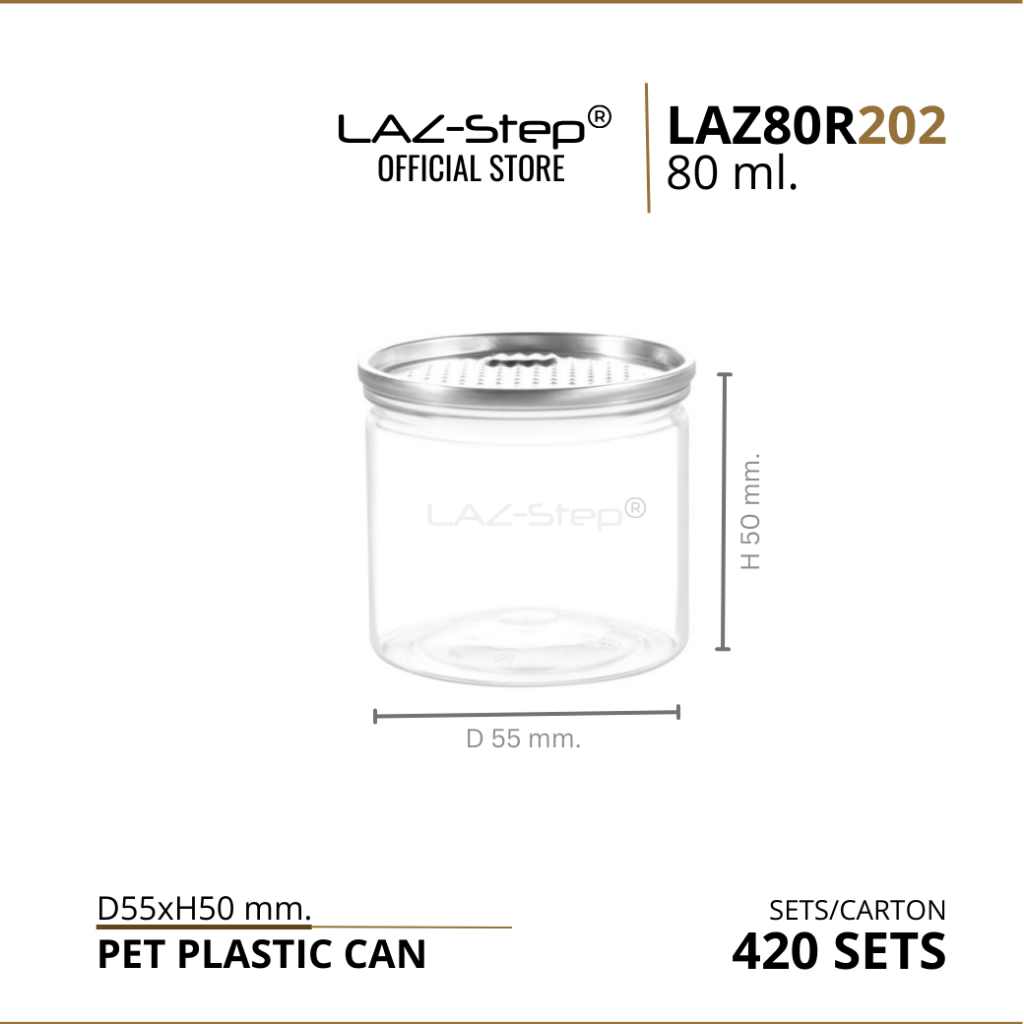 LAZ-Step กระป๋องพลาสติก PET CANS ขนาด 80ml. ลังละ 432 ชุด รหัส LAZ80R202 | Shopee Thailand
