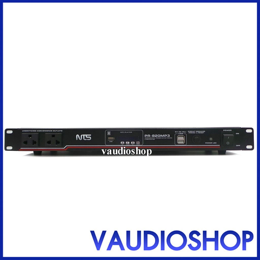 NTS PR-820MP3 รางปลั๊กไฟ เบรกเกอร์ 10ช่อง 2USB/MP3/Bluetooth Power Breaker เอ็นทีเอส ปลั๊กไฟ NTS ...
