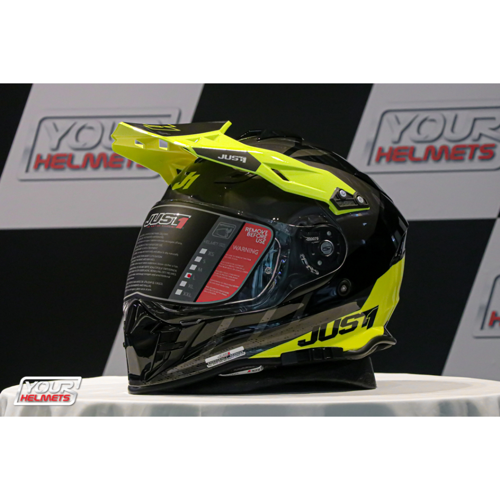 หมวกกันน็อค JUST1 HELMETS รุ่น J34 PRO OUTERSPACE BLACK TITANIUM YELLOW ...