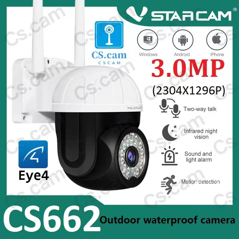 Vstarcam CS662 ความละเอียด 3.0 MP (1296P) กล้องวงจรปิดไร้สาย ภาพสี มีAI+ คนตรวจจับสัญญาณเตือน ...
