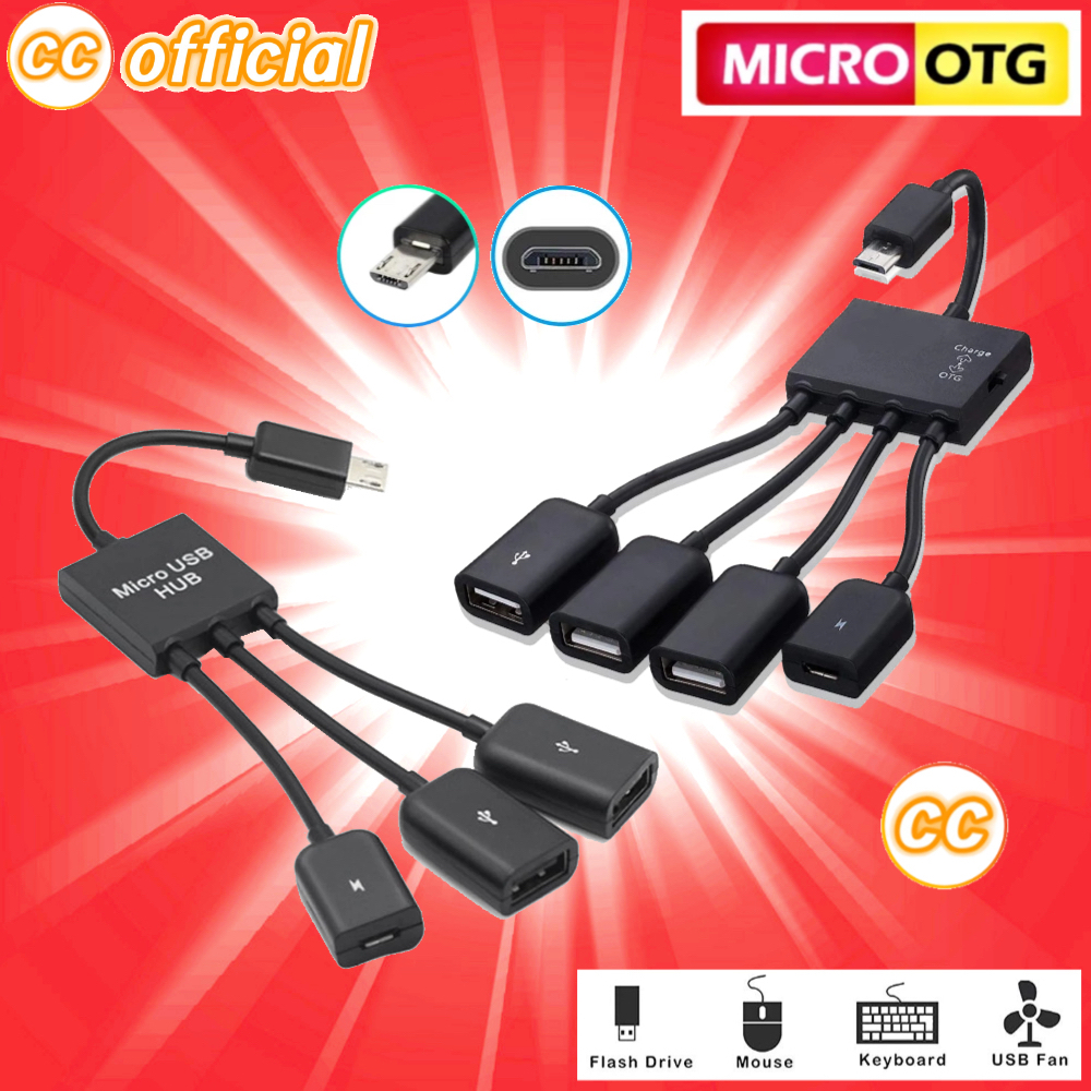 แท้100% Micro USB OTG Adapter สายแปลง Micro USB OTG HUB แบบมีไฟเลี้ยง ...