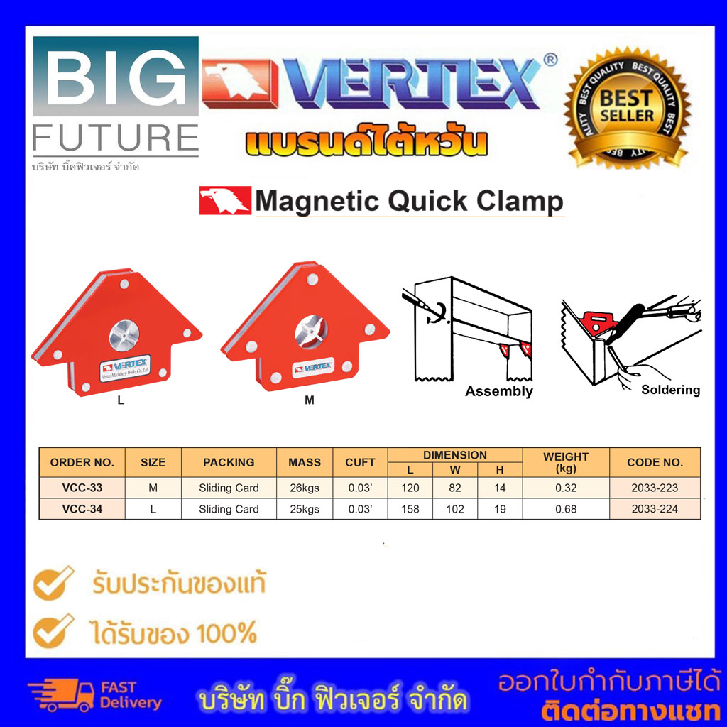 Vertex Magnetic Quick Clamp แม่เหล็กวัดองศา แบรนด์ไต้หวัน อุปกรณ์ช่าง ...