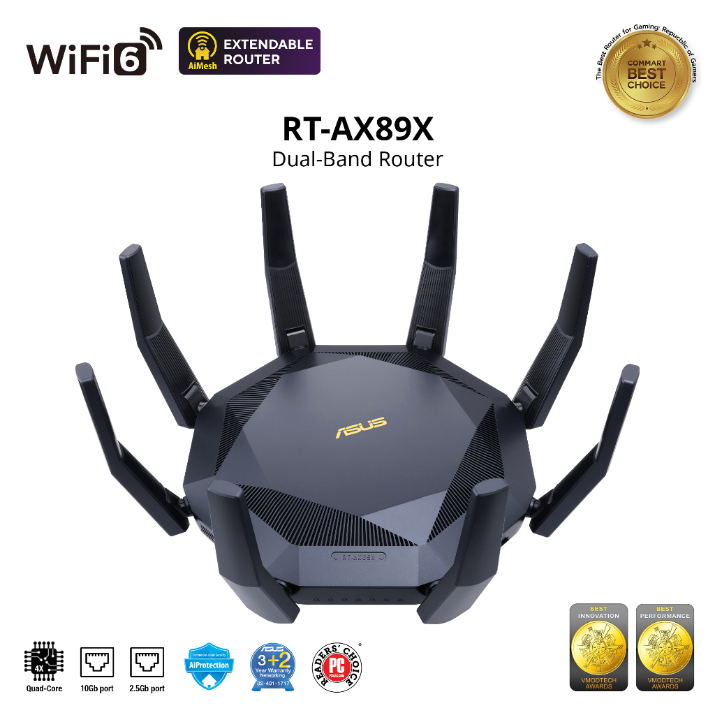 ASUS RT-AX89X (AX6000) Dual Band 12-stream WiFi 6 Extendable Gaming ...
