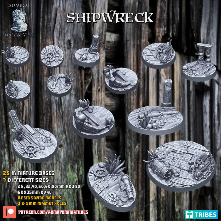 Shipwreck (Bases & Toppers),จัดส่งได้ใน1-3วัน ฐานโมเดลธีม Wargame base ...