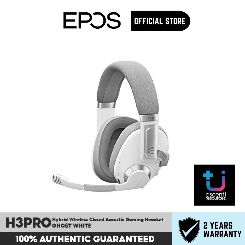 EPOS H3PRO Hybrid Wireless Closed Acoustic Gaming Headset GHOST WHITE (H3PRO-HYBRID-WH) | Shopee ...
