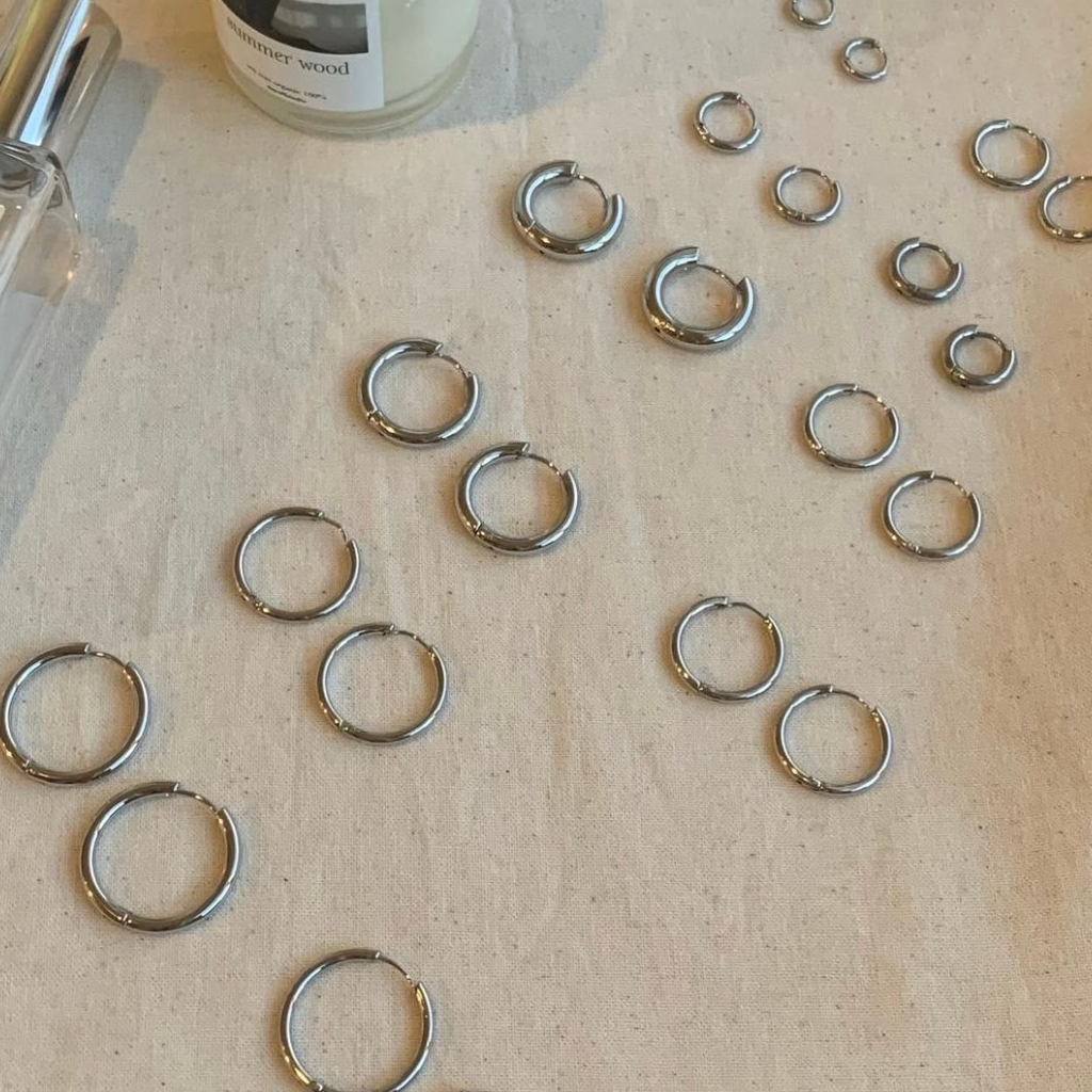 (หนา2mm) basic stainless hoops ต่างหูห่วงสเตนเลส | Shopee Thailand