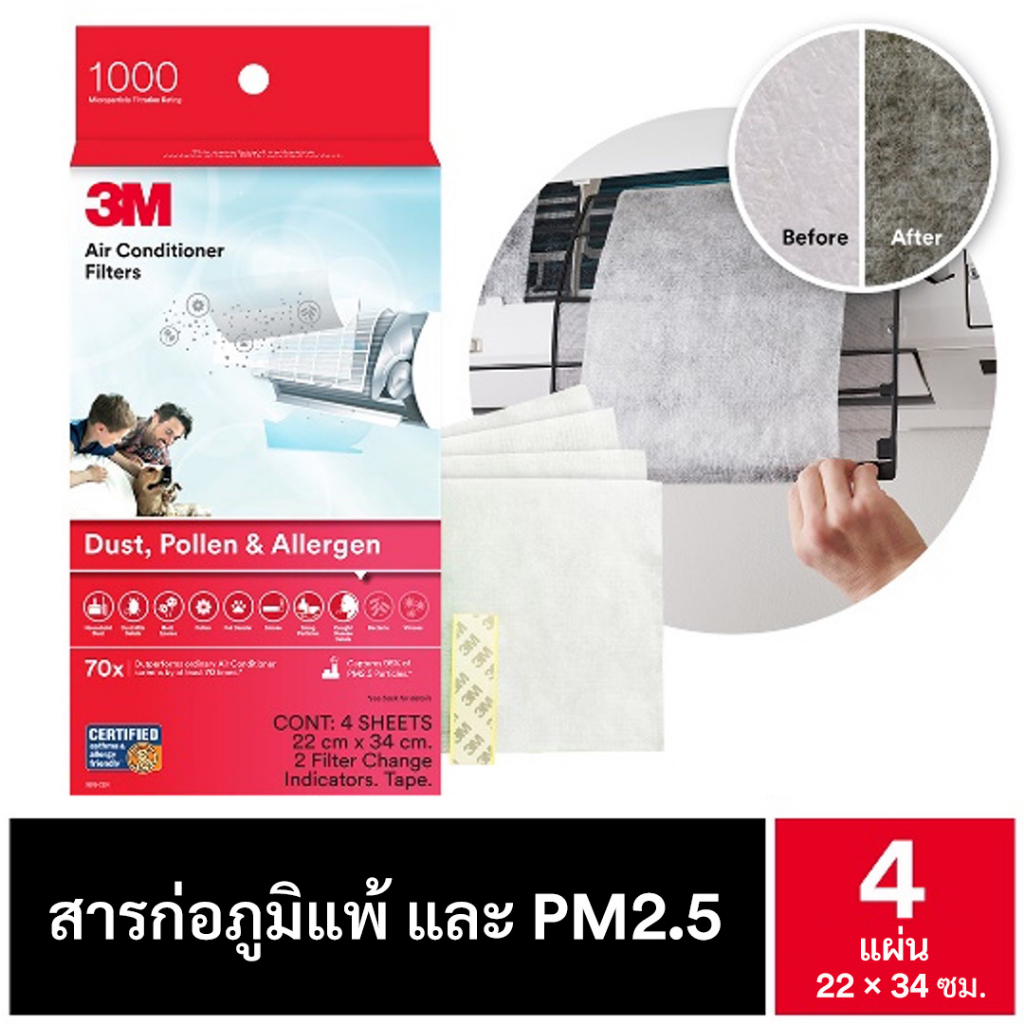 3M แผ่นกรองสิ่งแปลกปลอมในอากาศ สำหรับใส่เครื่องปรับอากาศ รุ่น 9808 กล่องสี แดง 38x270cm หรือ ...