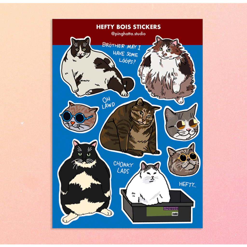 สติ๊กเกอร์แผ่น สติกเกอร์ ไดคัท กันน้ำ ลายมีมแมว ทีหลายลาย Funny Stop ...