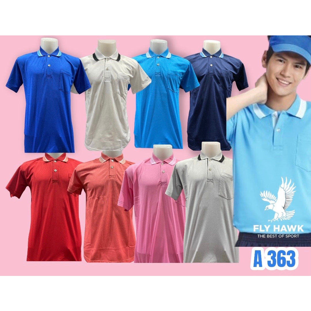 เสื้อโปโลชาย เสื้อคอปกแขนสั้น เสื้อโปโลสีพื้น FLY HAWK FLYHAWK รุ่น A363 ของแท้ 100% | Shopee ...