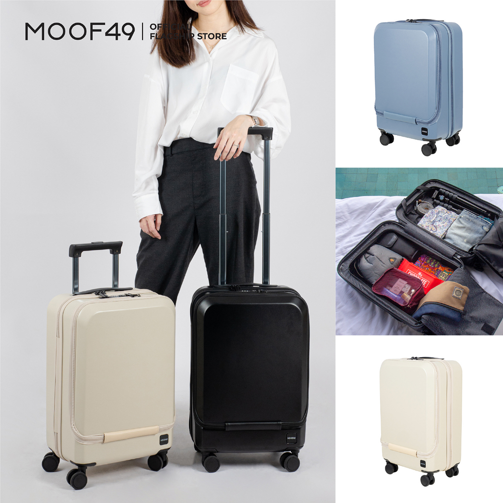 MOOF49 กระเป๋าเดินทางรุ่น RIM Series Luggage ขนาด 20" (รับประกัน 1 ปี) PC100% ล้อ hinomoto เปิด ...