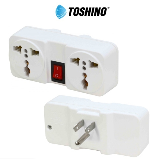 Toshino ปลั๊กแปลง2ช่อง ปลั๊กแปลง3ขา มี Switch รุ่นTW2-B | Shopee Thailand
