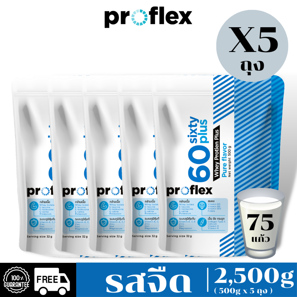 Proflex whey protein 60+ จำนวน 5 ถุง สารอาหารครบสำหรับผู้สูงอายุ สำหรับ ...