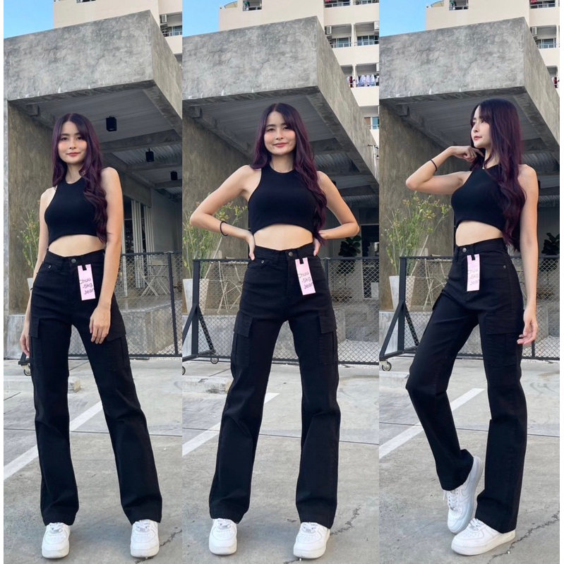 กางเกงยีนส์คาร์โก้ cargo jeans งาน(ป้าย) chuu -5kg | Shopee Thailand
