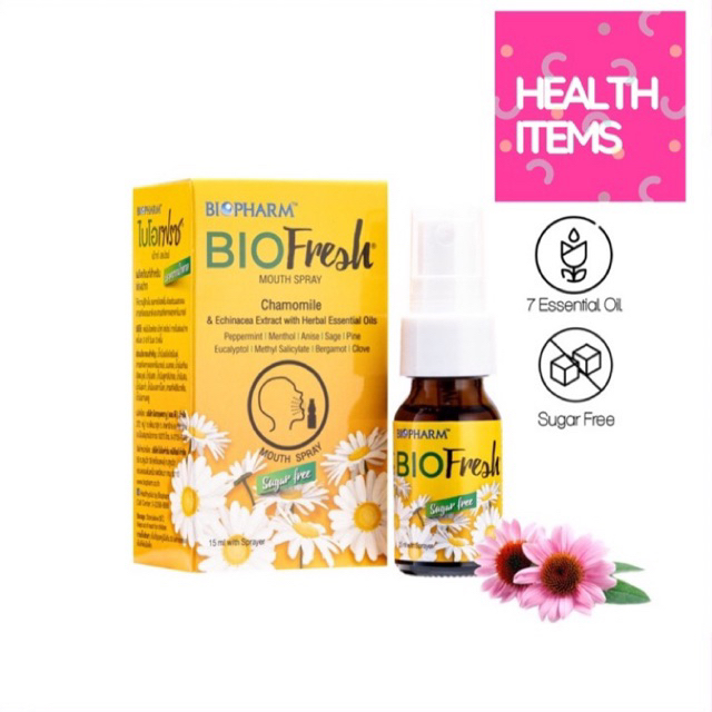 BIOPHARM BIOfresh Mouth Spray15mL ((สเปรย์พ่นคอ)) สารสกัดสมุนไพร ...