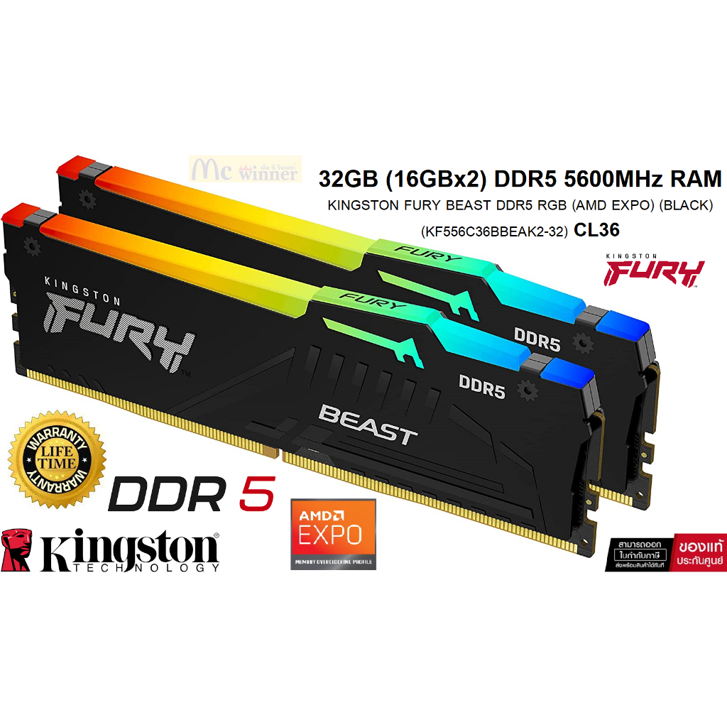 KINGSTON FURY BEAST DDR5 16/32 RAM (AMD EXPO INTEL XMP)การประกันตลอดการใช้งาน | Shopee Thailand
