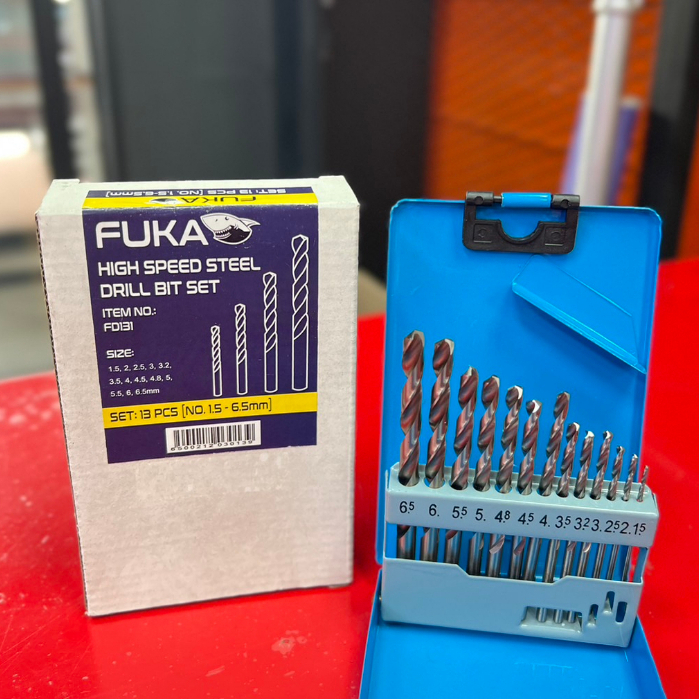 FUKA ชุดดอกสว่านเจาะเหล็ก 13 ตัวชุด HI SPEED STEEL DRILL BIT SET 1/16 ...