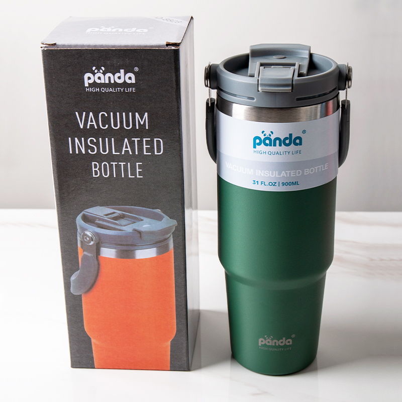 (ของแท้ ) พร้อมส่ง 900ml แก้วเก็บความเย็น Panda แบบใหม่มีที่จับ หูหิ้ว แก้วกาแฟ แก้วสแตนเลส304 ...