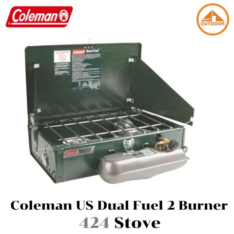 Coleman US Dual Fuel 2 Burner 424 Stove เตานำ้มัน 2 หัวถังสีเทา USA. Version | Shopee Thailand