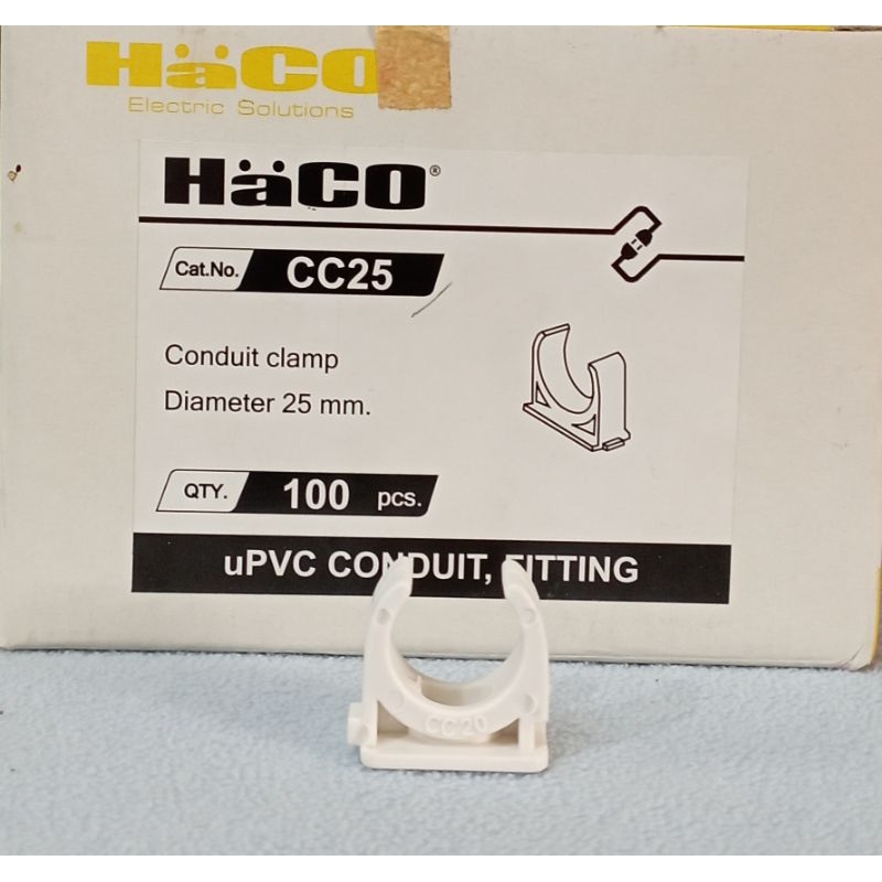 Haco uPVC CONDUIT CLIP FITTING คลิปก้ามปู 2ขา CC16 20 25mm | Shopee ...