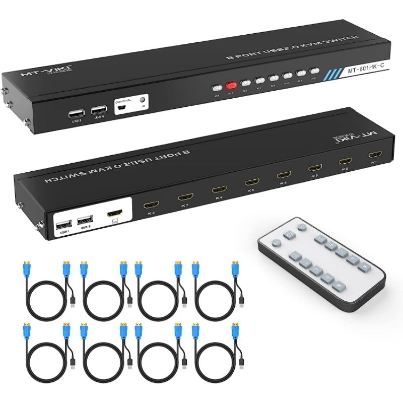 ส่งจากไทย KVM Switch HDMI 8 Ports, MT-VIKI 4K@30Hz Rackmount USB HDMI KVM Console 8 in 1 ...