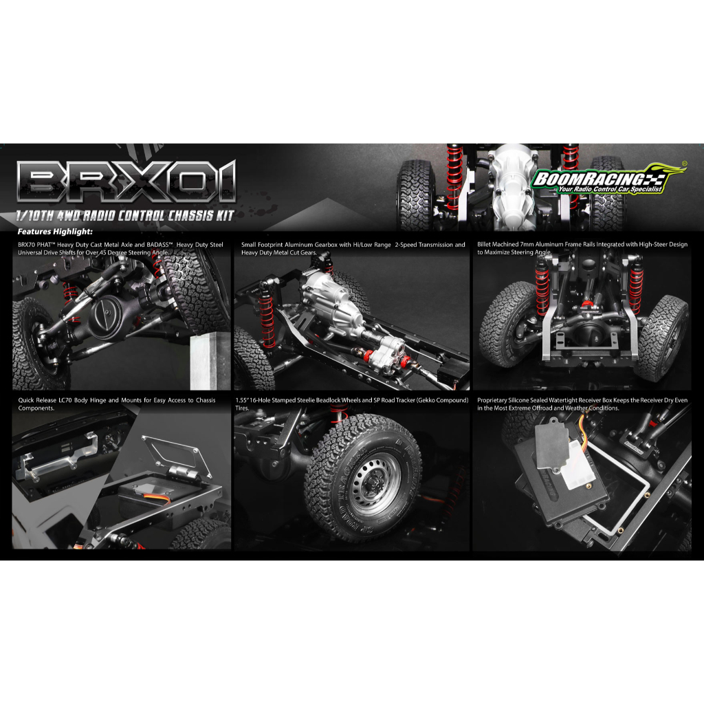 Boom Racing 1/10 4WD Radio Control Chassis Kit w/ Killerbody LC70 Hard ...