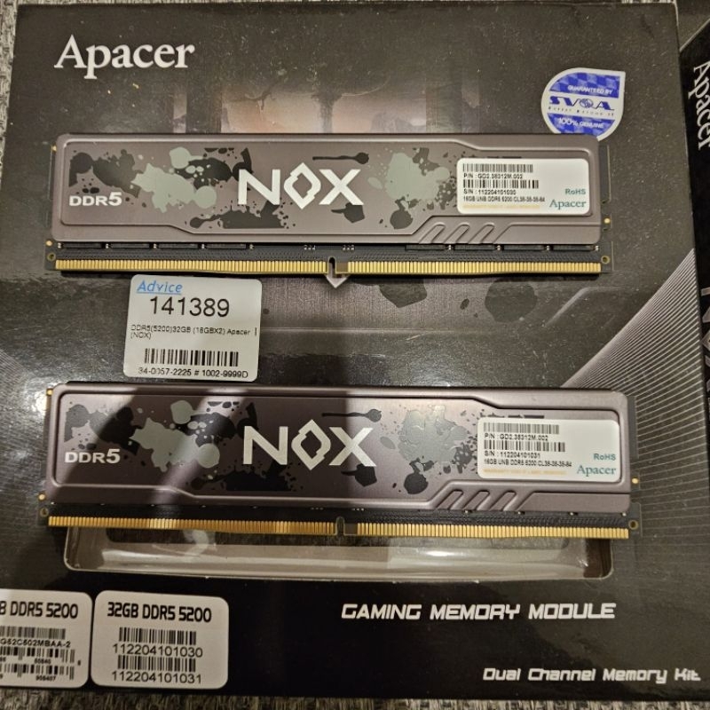 RAM DDR5 32gb 5200 Apacer NOX มือสอง ประกันศูนย์ | Shopee Thailand