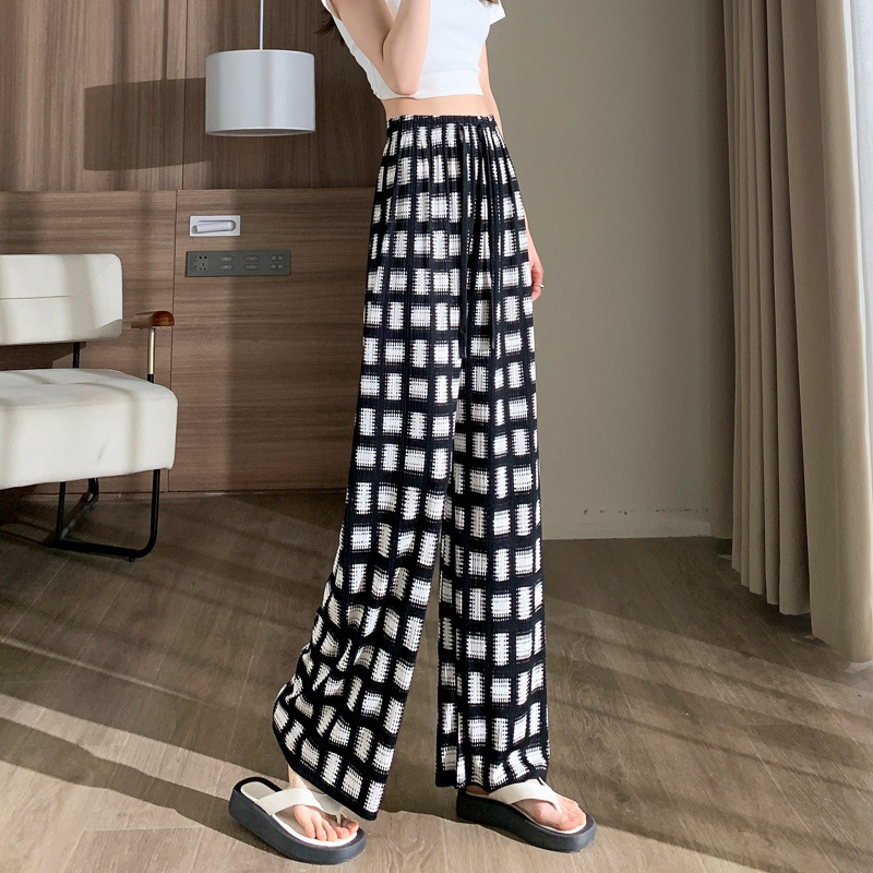 [W0076] กางเกงขายาว เอวยืด ผ้าเด้ง คืนทรง ลายกราฟฟิก ใส่สบาย เสื้อผ้า ...