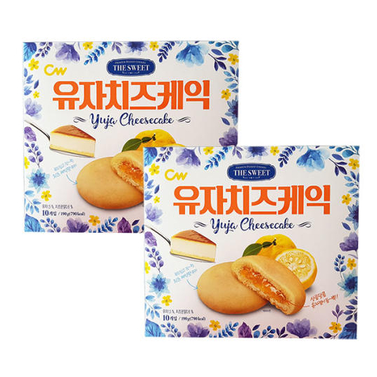 cw chewy yuja cheese cake 190g คุกกี้เกาหลีรสชีสเค้กสอดไส้แยมส้มยูสุ 청우 ...