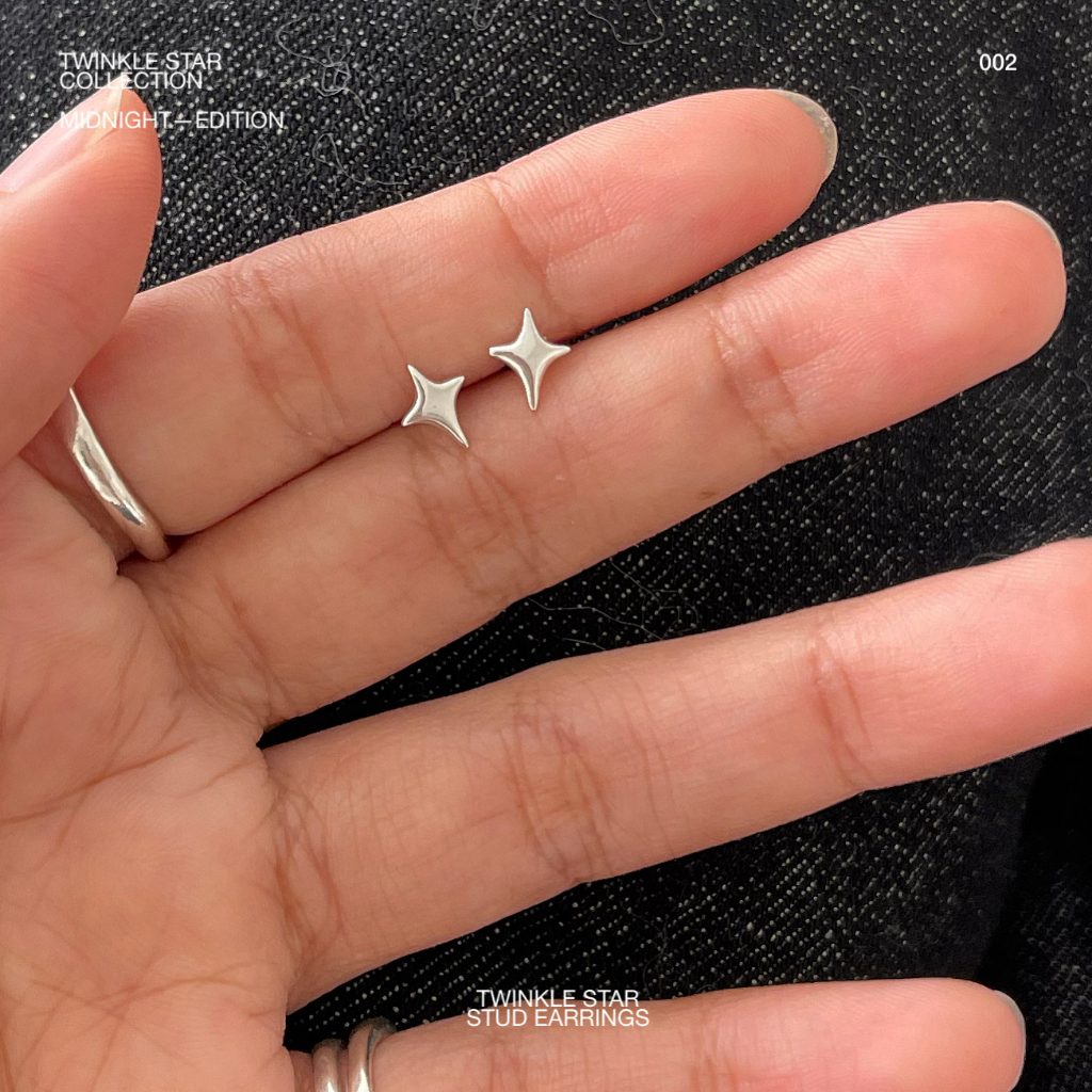 (stud earrings) : TWINKLE STAR STUD EARRINGS SILVER925 / ต่างหูเงินแท้ ต่างหูปักก้านเงินแท้ ...